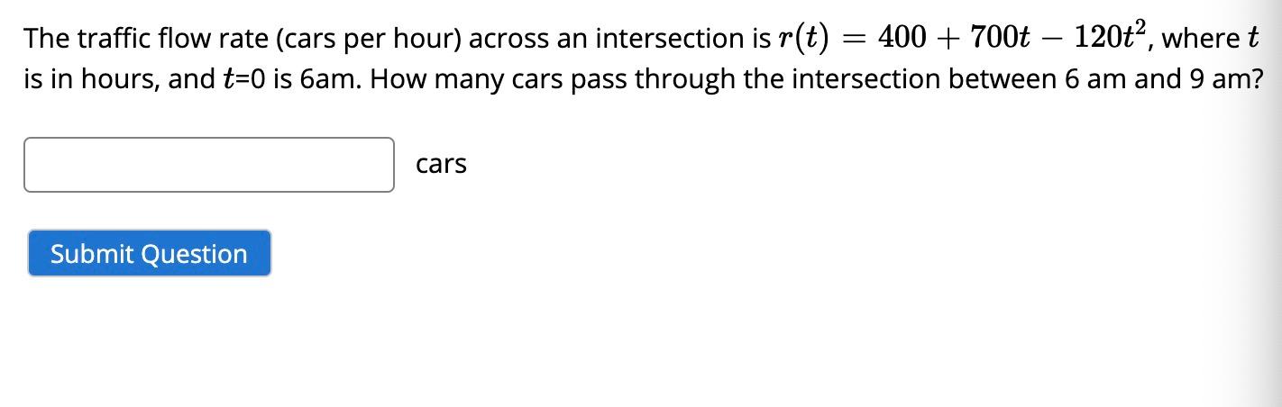 Solved The traffic flow rate (cars per hour) across an | Chegg.com