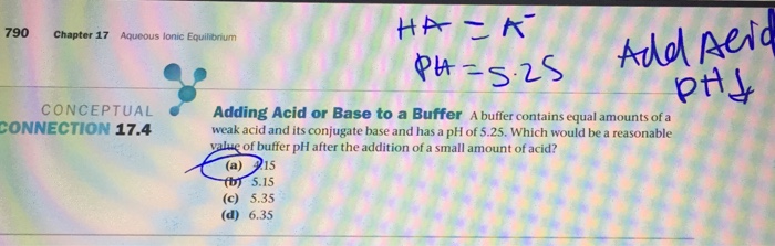 Solved A buffer contains equal amounts of a weak acid and | Chegg.com