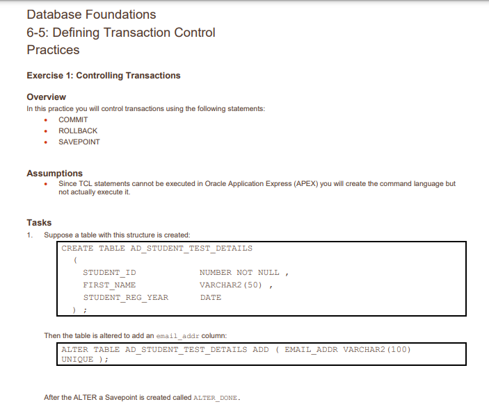 Solved Database Foundations 6-5: Defining Transaction | Chegg.com