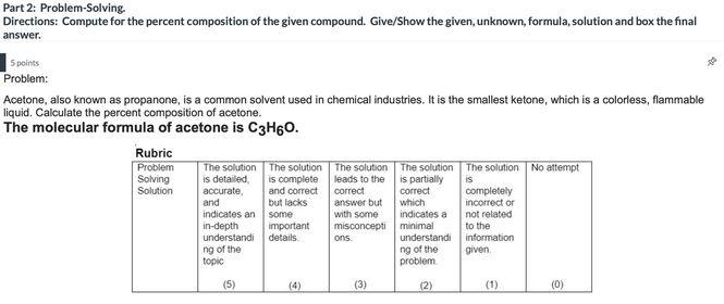 Part 2: Problem Solving. Directions: Compute for the | Chegg.com