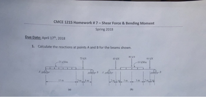 Solved CMCE 1215 Homework # 7-Shear Force & Bending Moment | Chegg.com