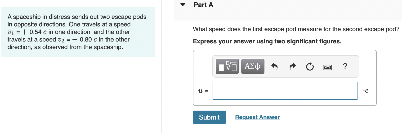 Solved A spaceship in distress sends out two escape pods in | Chegg.com
