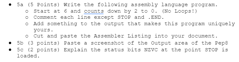 Solved o o 5a (5 points) Write the following assembly | Chegg.com