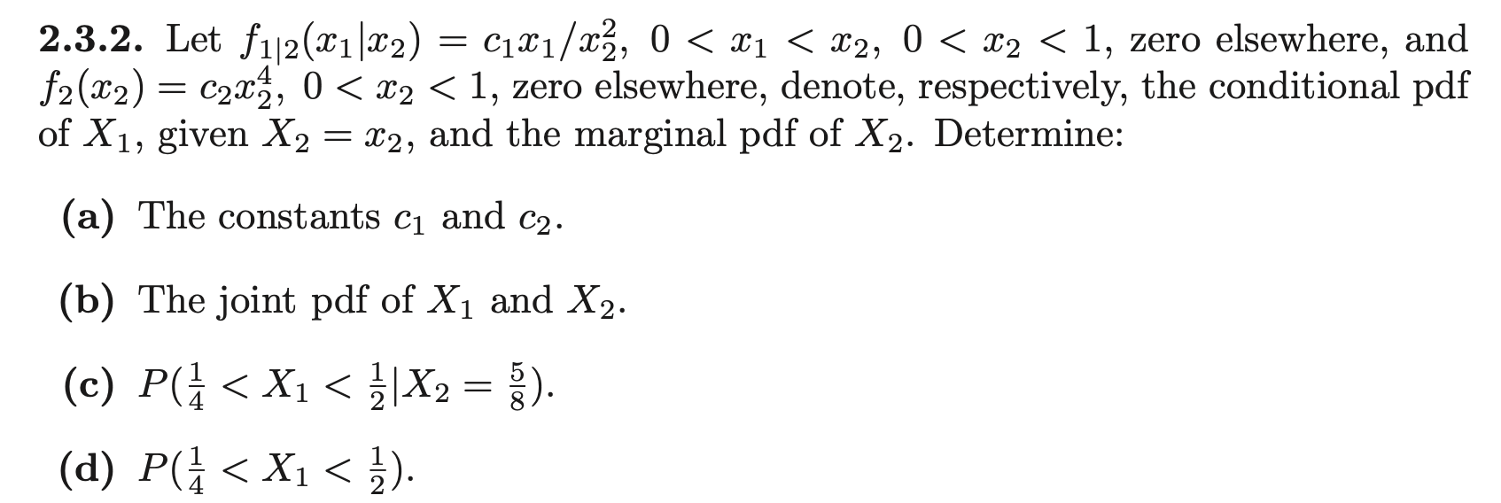 Solved 2.3.5. Let X1 and X2 be two random variables such | Chegg.com