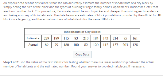 Solved Step 2 of 2: Is there evidence of a linear | Chegg.com