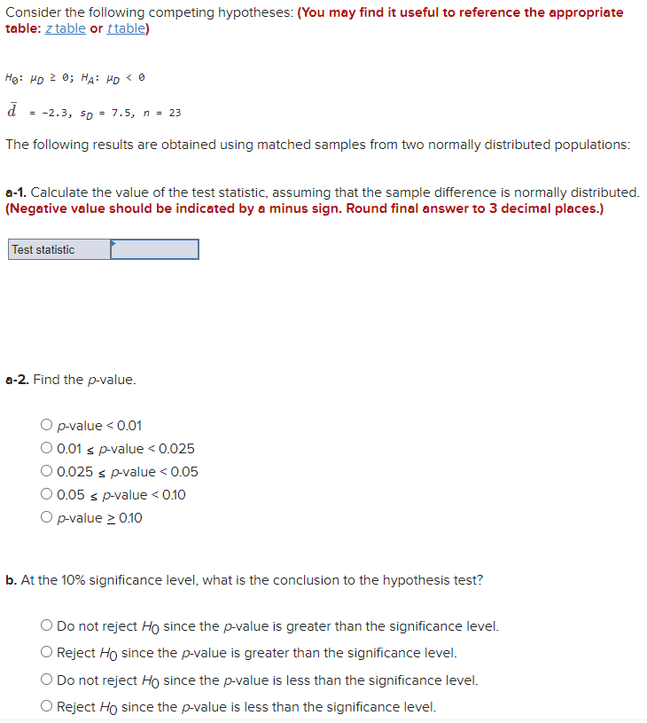 Solved Consider the following competing hypotheses: (You may | Chegg.com