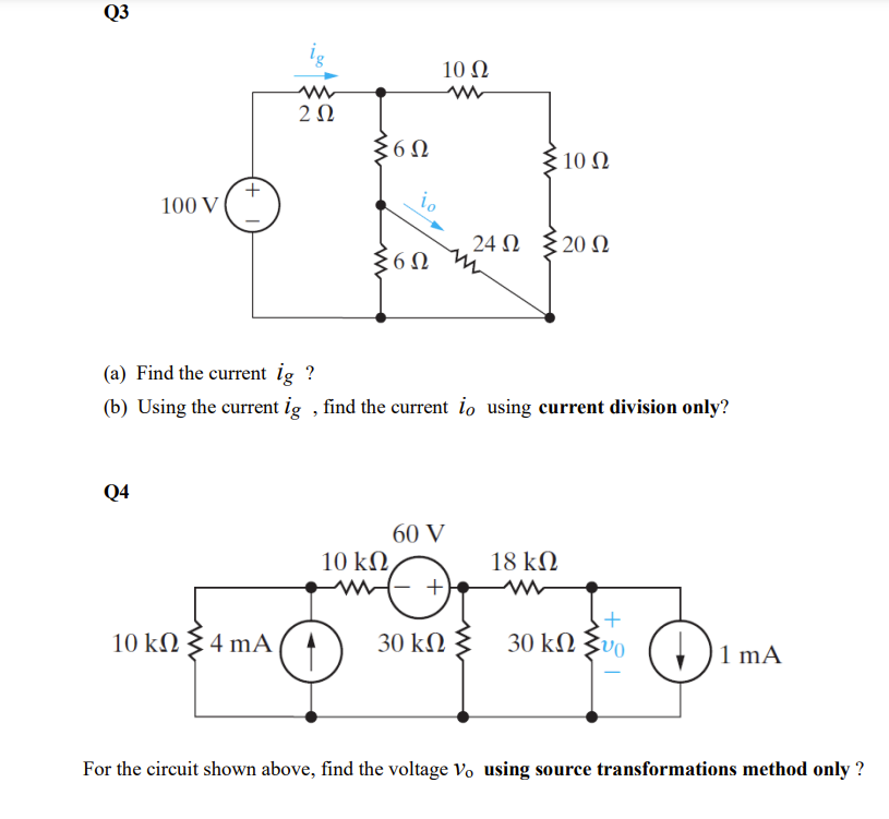 Solved (a) Find the current ig ? (b) Using the current ig, | Chegg.com