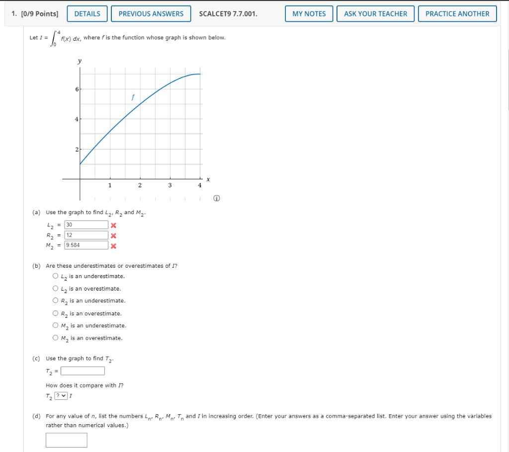 Solved 1. [0/9 Points) DETAILS PREVIOUS ANSWERS SCALCET9 | Chegg.com