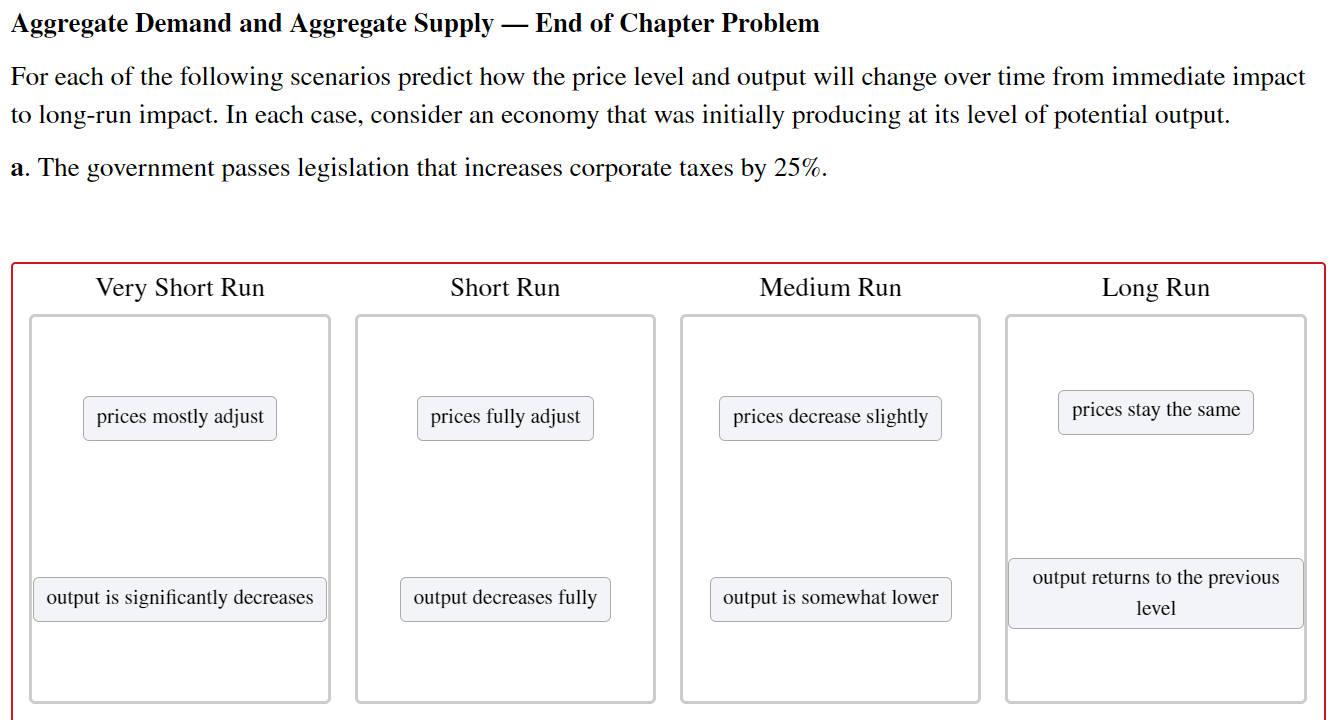 Solved Aggregate Demand and Aggregate Supply End of Chapter | Chegg.com