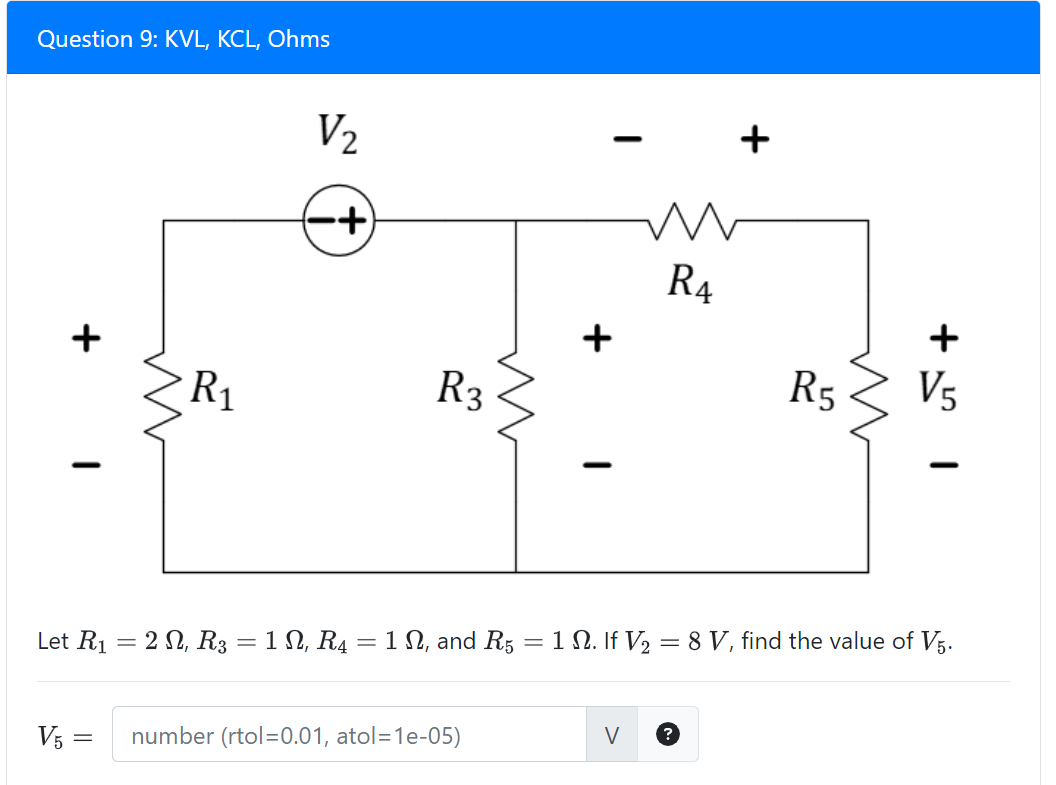 Solved Question 9: KVL, KCL, Ohms Let R1=2Ω,R3=1Ω,R4=1Ω, and | Chegg.com