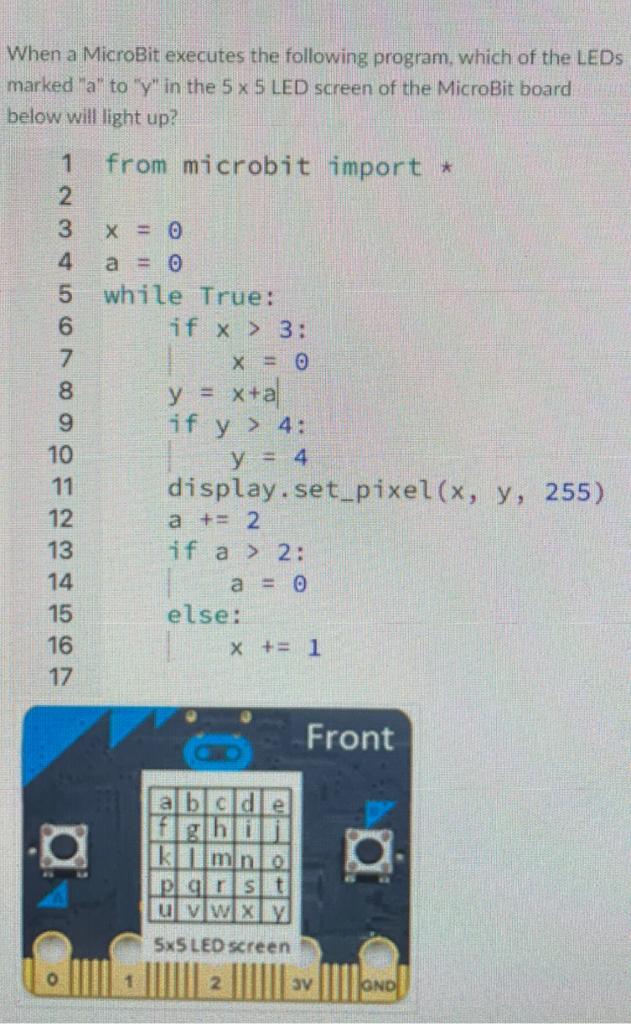 When a MicroBit executes the following program, which | Chegg.com