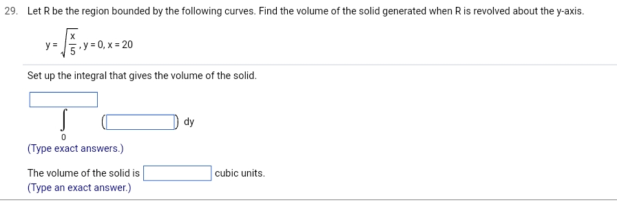 Solved 29. Let R be the region bounded by the following | Chegg.com