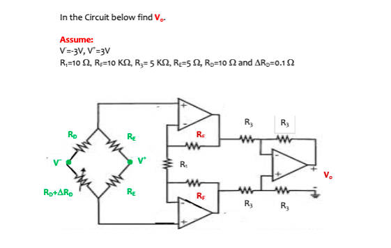 Solved In the Circuit below find Vo Assume: Rp RE Re ν' R. | Chegg.com