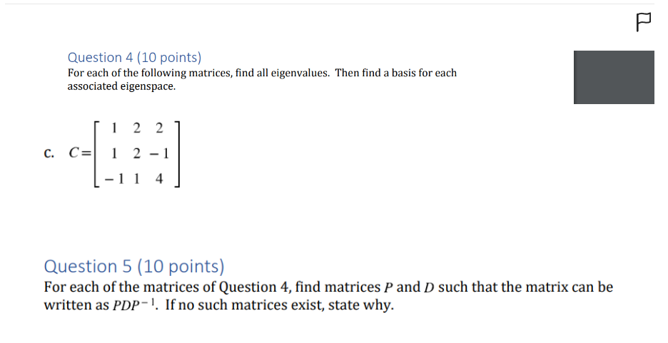 Solved Question 4 (10 points) For each of the following | Chegg.com