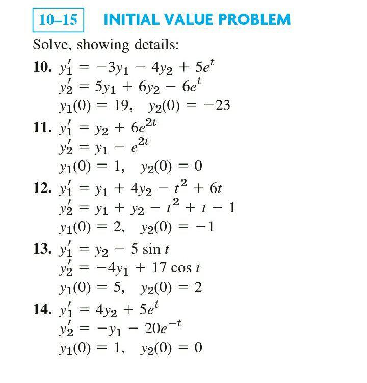 Solved 10–15 INITIAL VALUE PROBLEM - = Y2 + 6e2t Solve, | Chegg.com