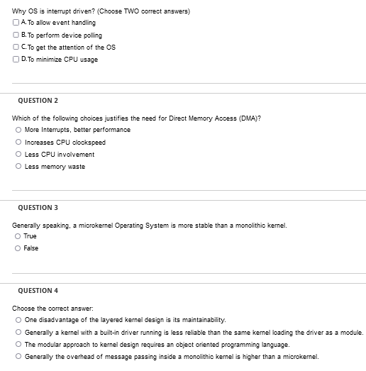 Solved Why OS is interrupt driven? (Choose TWO correct | Chegg.com