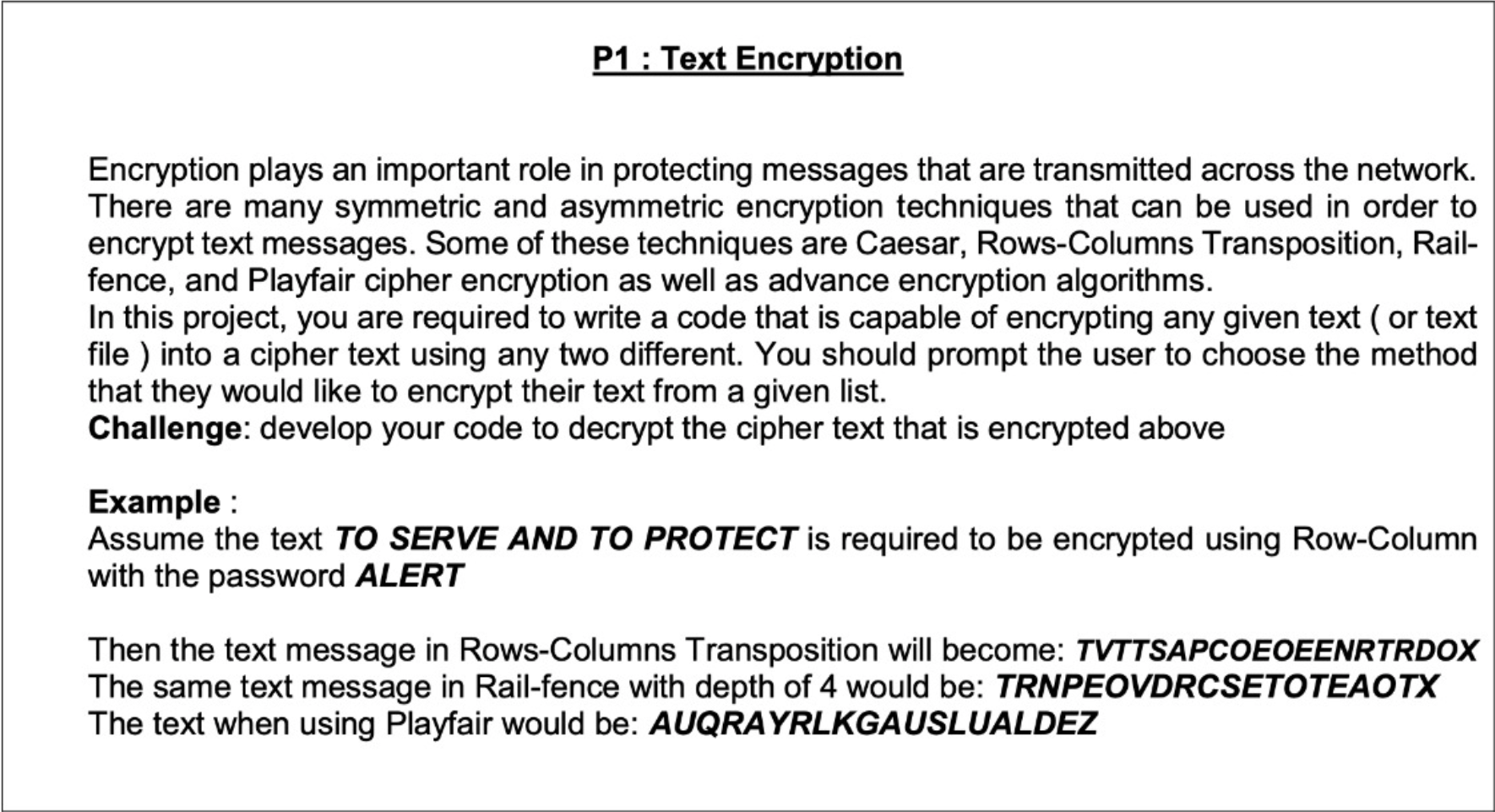 Solved P1 Text Encryption Encryption Plays An Important Chegg