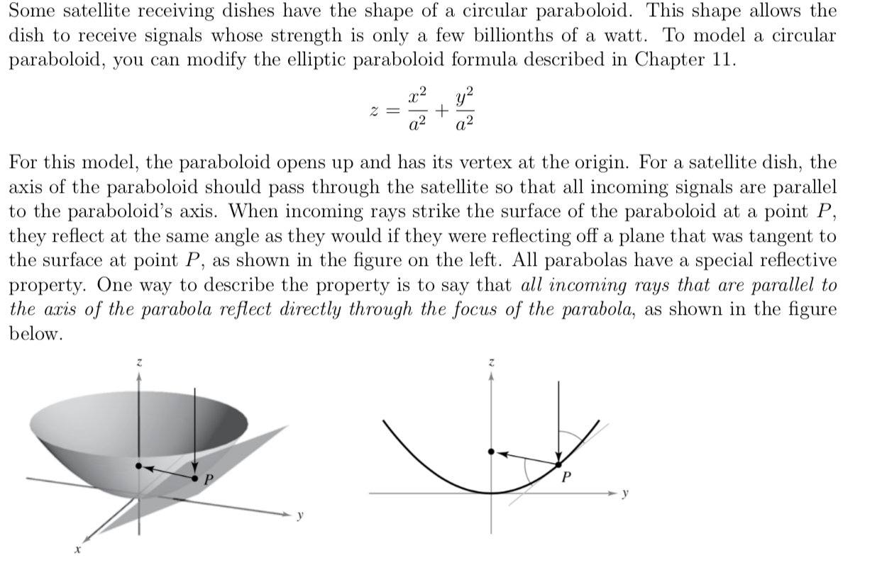 Some satellite receiving dishes have the shape of a | Chegg.com