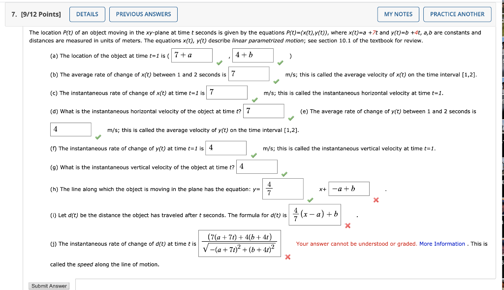 Solved The location P(t) of an object moving in the xy-plane | Chegg.com