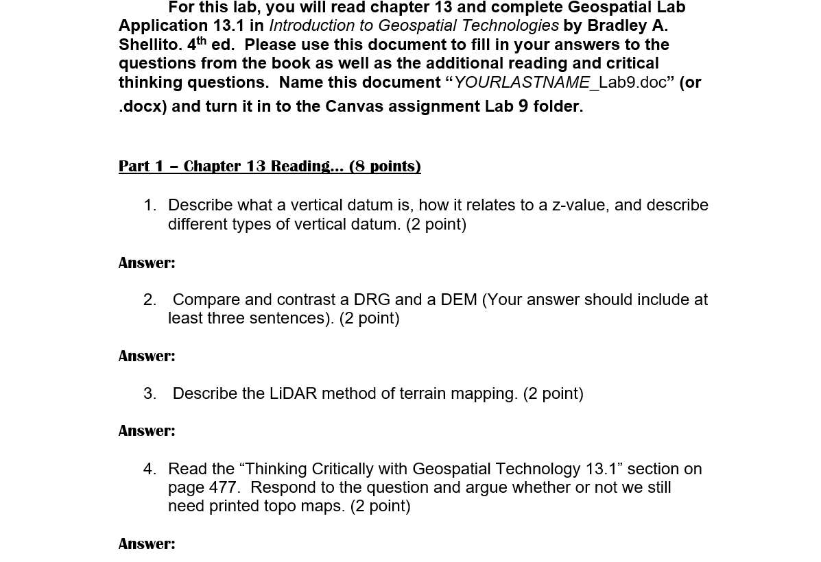 For this lab, you will read chapter 13 and complete | Chegg.com