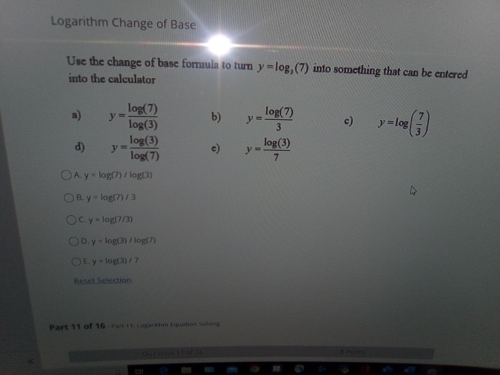 Solved Logarithm Change of Base Use the change of base | Chegg.com