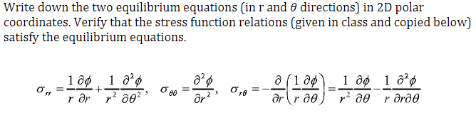 Write down the two equilibrium equations (in r and θ | Chegg.com
