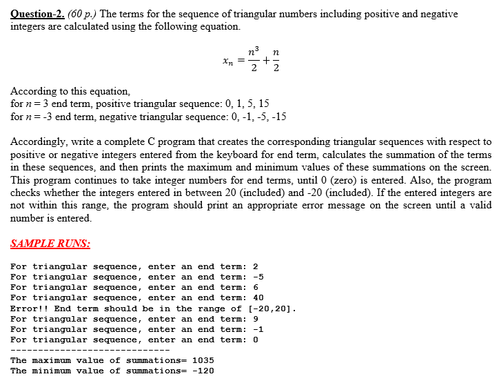 Solved Question-2. (60 p.) The terms for the sequence of | Chegg.com