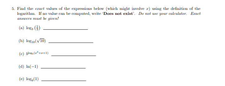 Solved 5. Find the exact values of the expressions below | Chegg.com