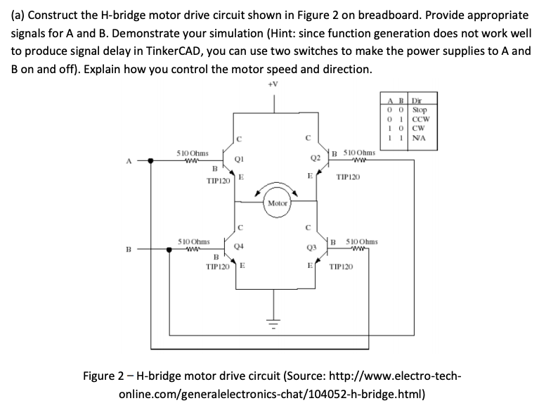 (a) Construct the H-bridge motor drive circuit shown | Chegg.com