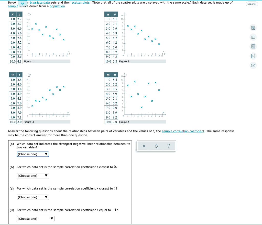 Solved Below vir bivariate data sets and their scatter | Chegg.com