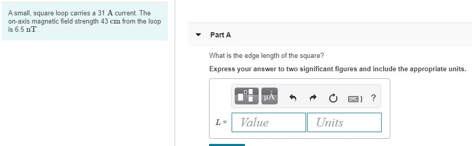 Solved A small, square loop carries a 31 A current. The | Chegg.com