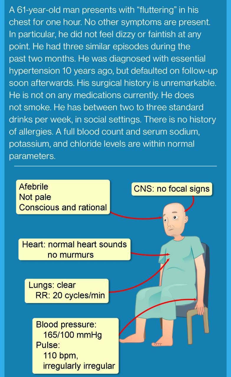 Solved A 61-year-old man presents with “fluttering" in his | Chegg.com