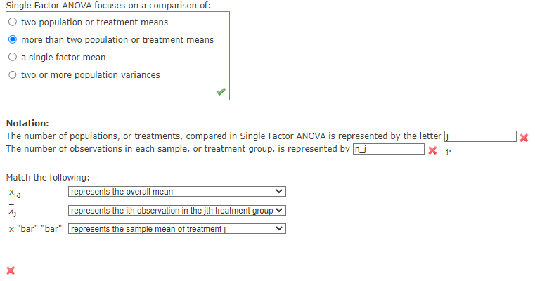 Solved Single Factor ANOVA focuses on a comparison of: two | Chegg.com