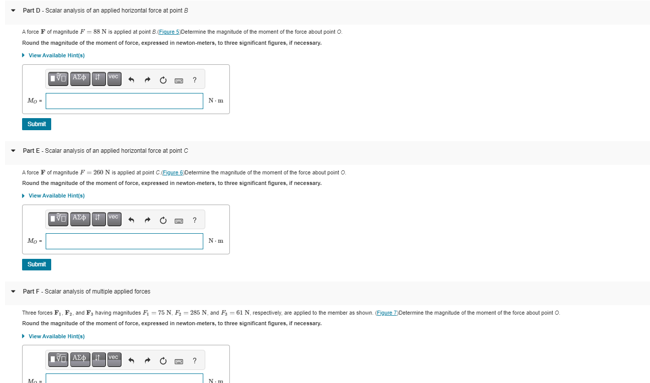 Solved Part A - Scalar analysis of an applied horizontal | Chegg.com