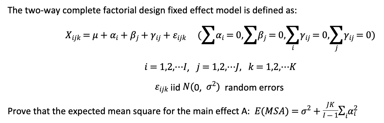 Solved The two-way complete factorial design fixed effect | Chegg.com