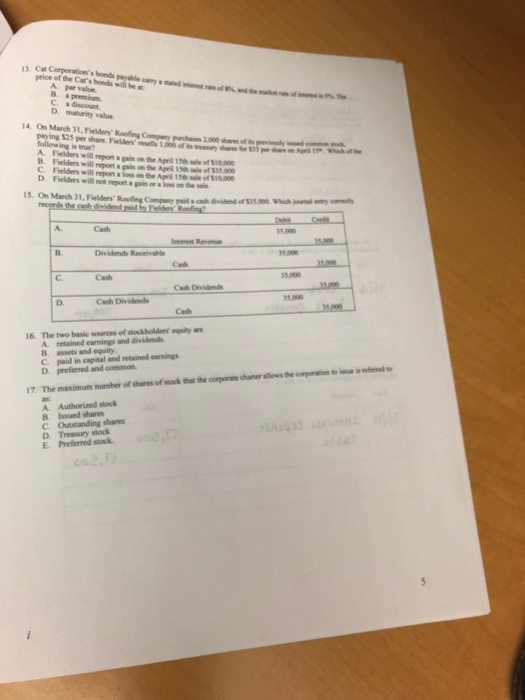 Solved MULTIPLE CHOICE PLEASE CIRCLE YOUR ANSWER DONor wRITE | Chegg.com