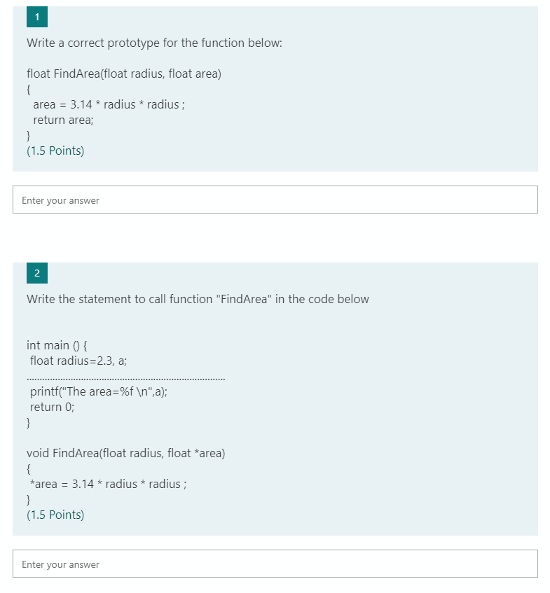 Solved Write a correct prototype for the function below: | Chegg.com