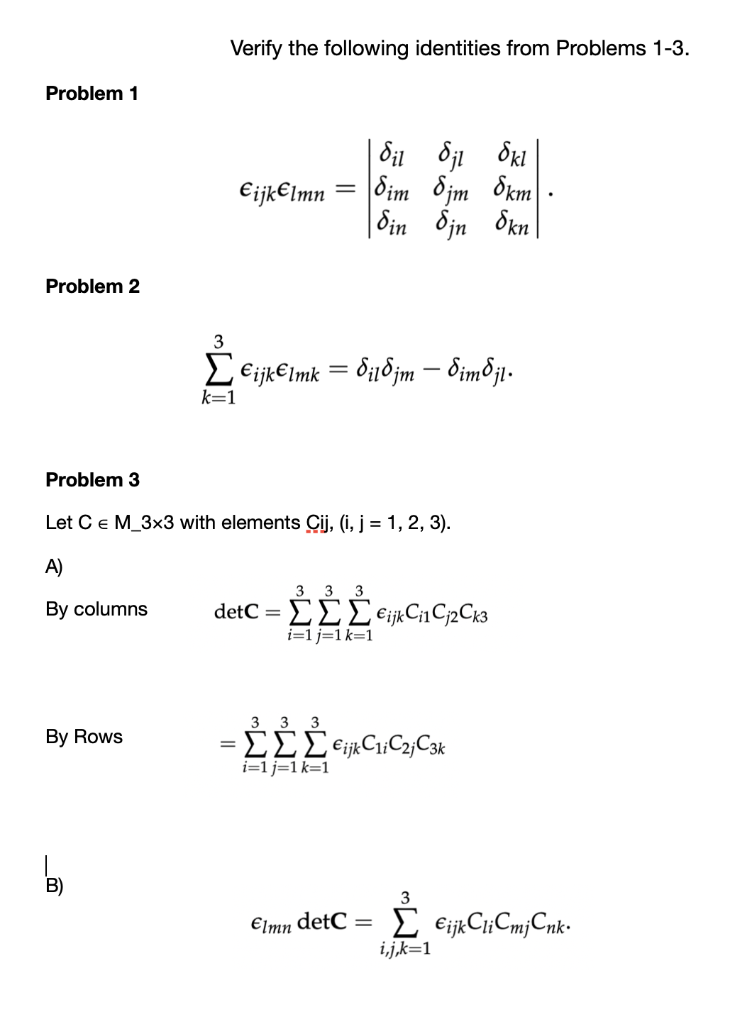 Solved Verify the following identities from Problems 1-3. | Chegg.com