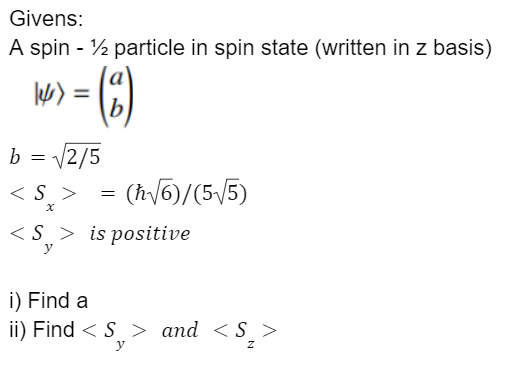 Solved Givens: A spin −1/2 particle in spin state (written | Chegg.com