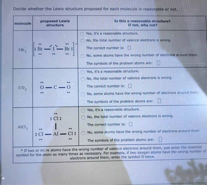 Solved Decide Whether The Lewis Structure Proposed For Each