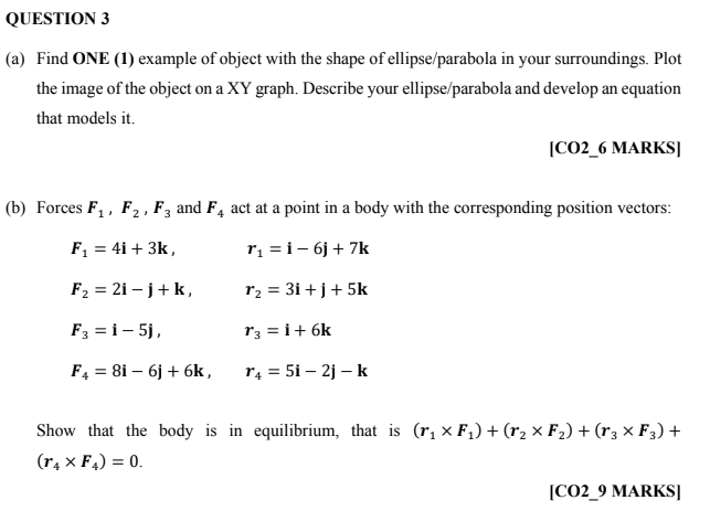 Solved QUESTION 3 (a) Find ONE (1) example of object with | Chegg.com
