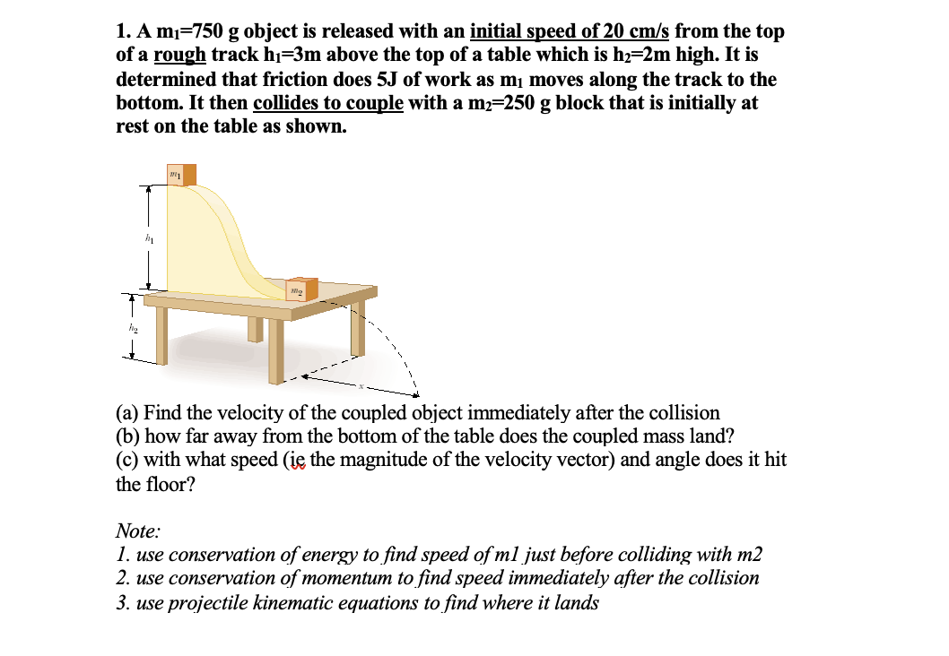 Solved 1. A m1=750 g object is released with an initial | Chegg.com