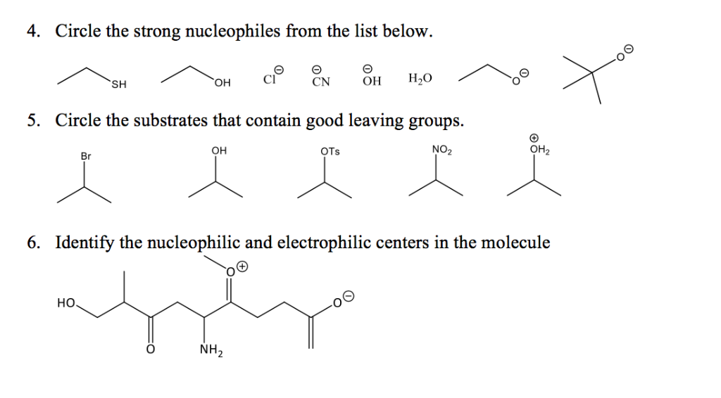 Solved 4. Circle the strong nucleophiles from the list below | Chegg.com