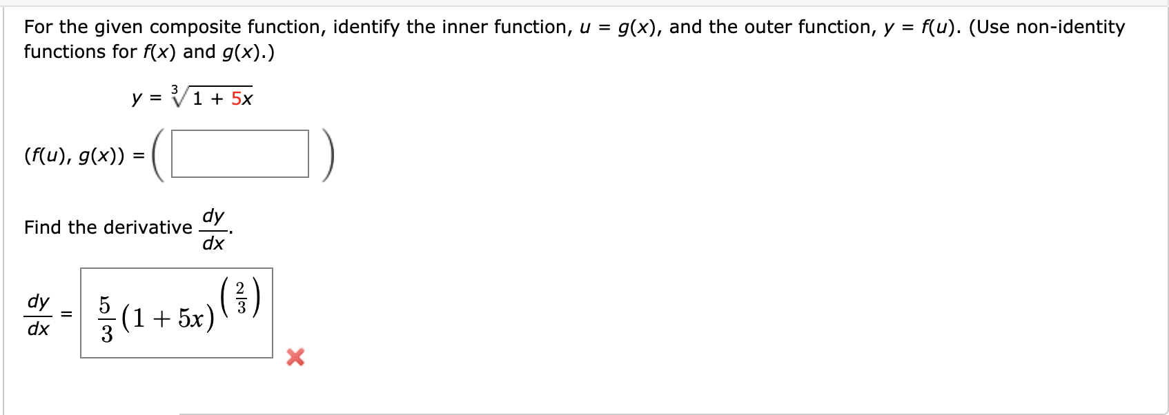 Solved f(u).] (Use Write the composite function in the form | Chegg.com