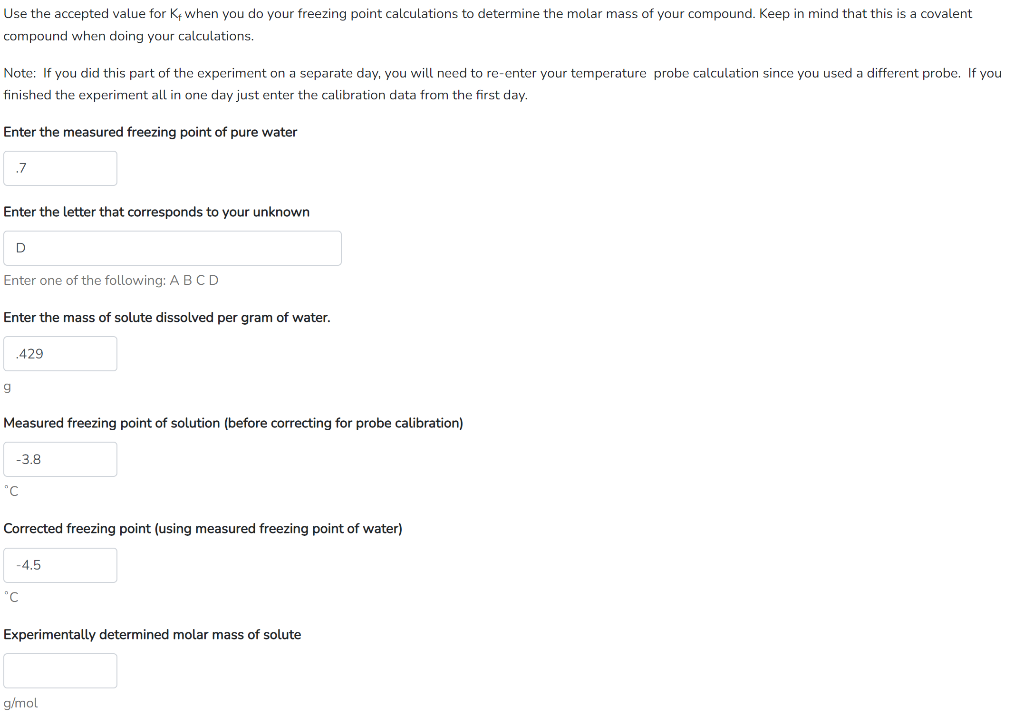 Use the accepted value for Kf when you do your | Chegg.com