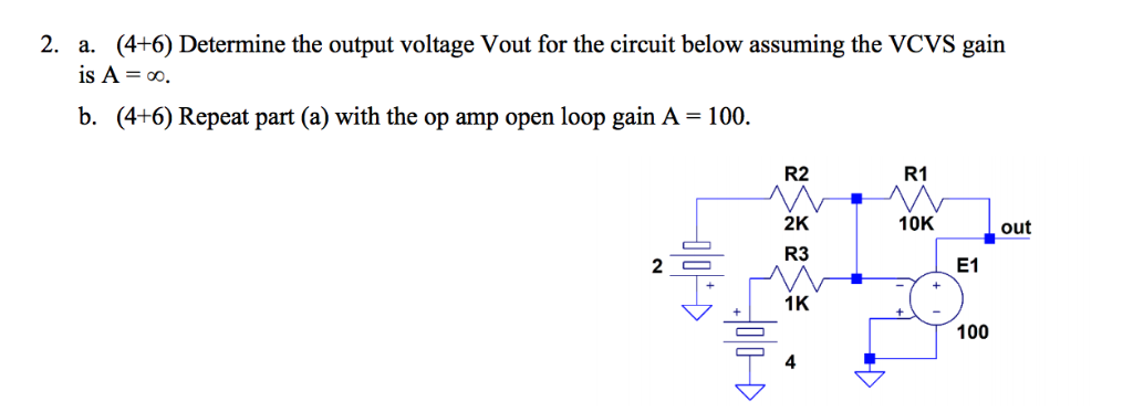 Solved 2. (4+6) Determine the output voltage Vout for the | Chegg.com