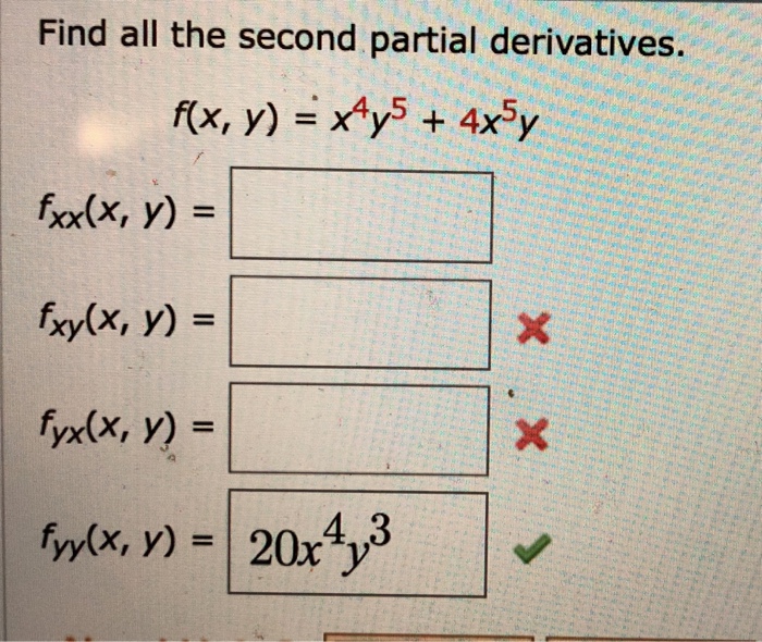 Solved Find all the second partial derivatives. f(x, | Chegg.com