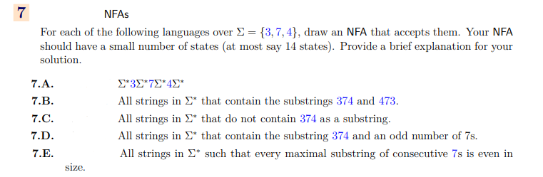 Solved 7 NFAs For each of the following languages over = | Chegg.com