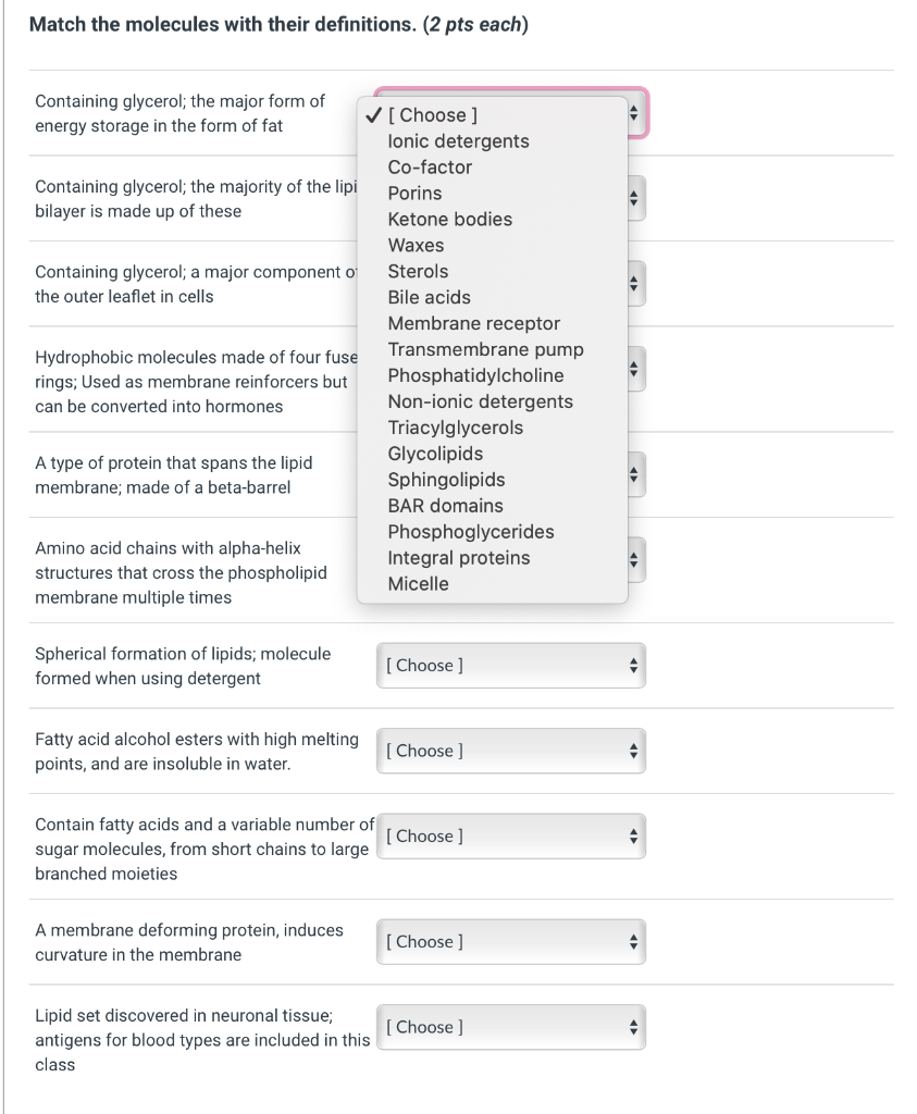 Solved Match the molecules with their definitions. (2 pts | Chegg.com