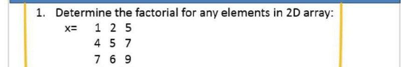 Solved 1. Determine the factorial for any elements in 2D | Chegg.com